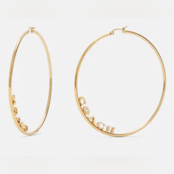Coach | Jewelry | Coach Gold Large Hoop Earrings Brand New | Poshmark